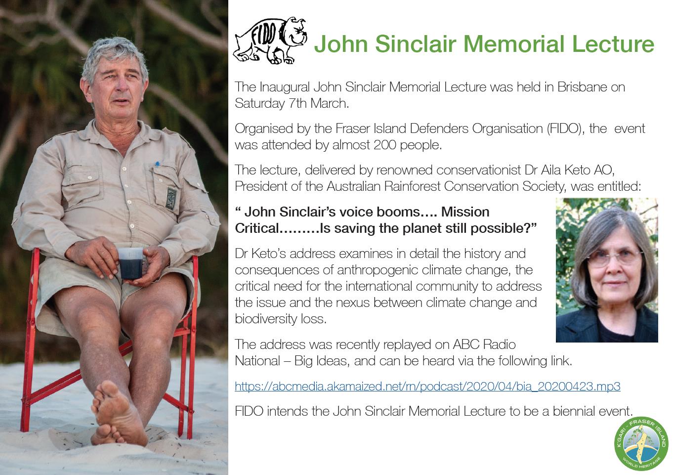 The John Sinclair Memorial Lecture 2020 « FINIA